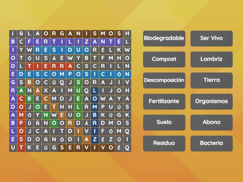 Sopa de letras compostaje - Wordsearch