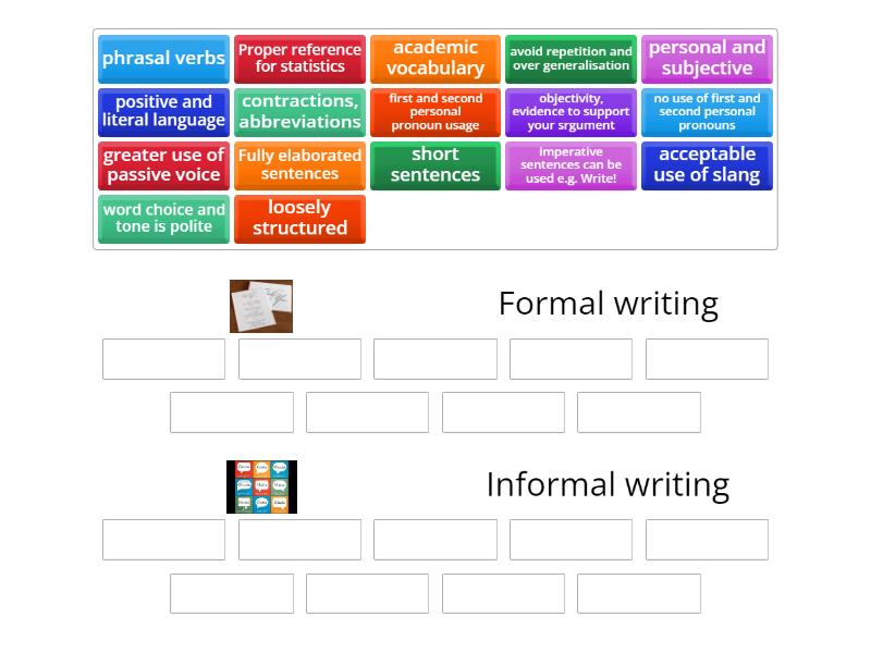 Formal vs Informal writing - Group sort