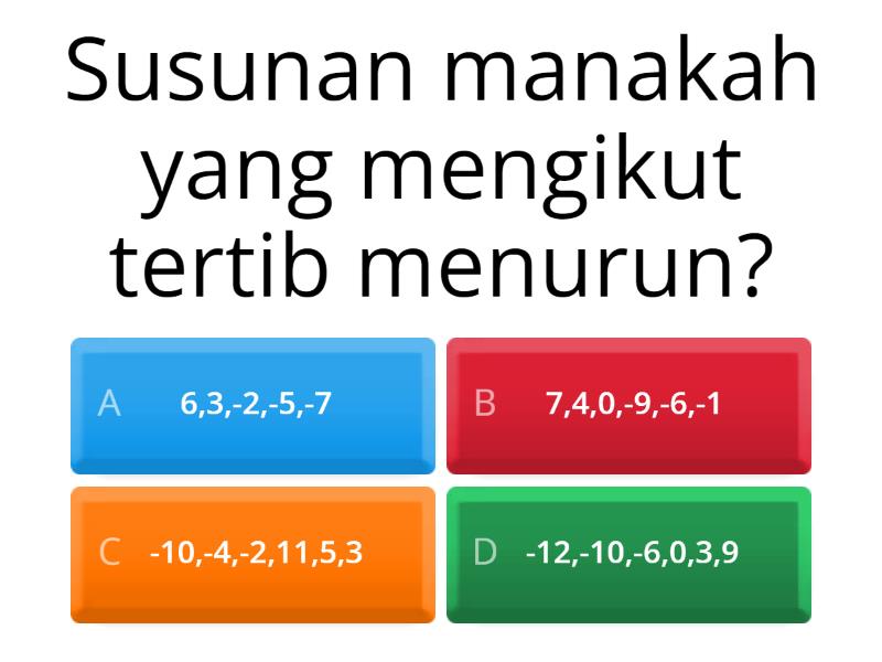 MATEMATIK TINGKATAN 1 (BAB 1) - Quiz