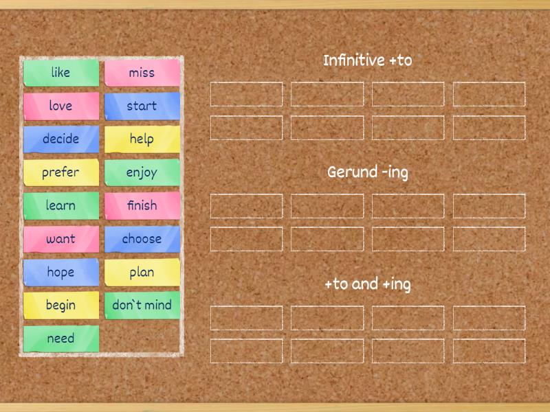 Verb patterns - Group sort