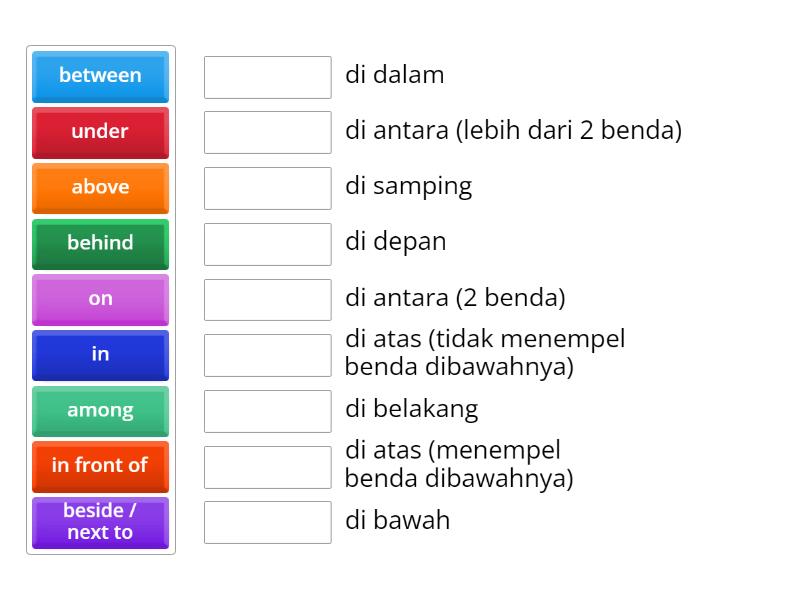 PREPOSITION OF PLACE - Match up