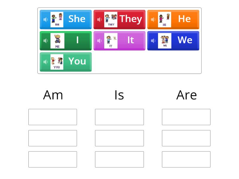 Personal Pronouns and Verb to be - Group sort