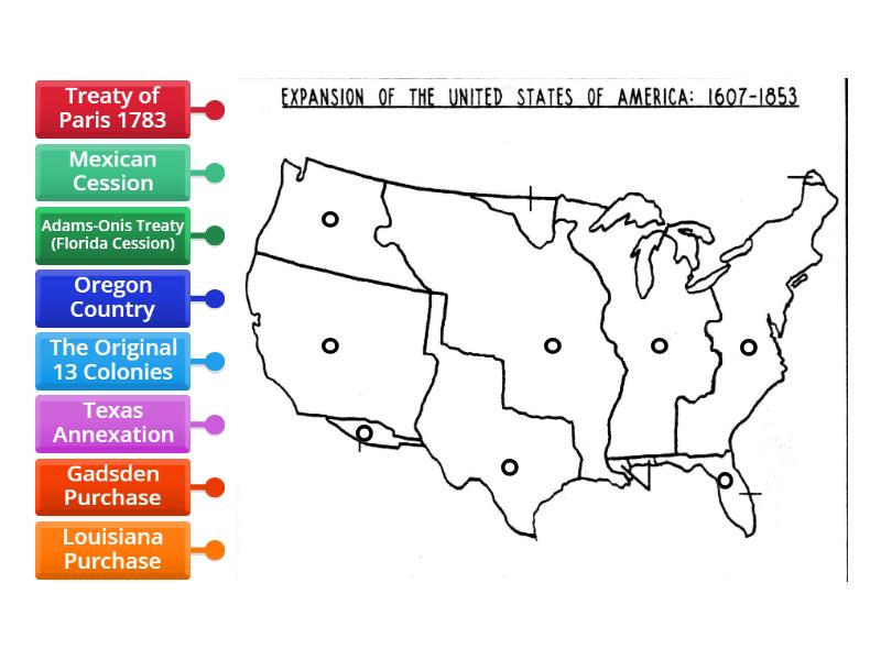 Westward Expansion Map - Labelled diagram