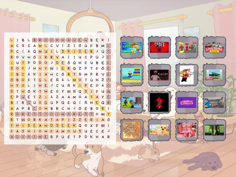 : roblox - Sopa de letras