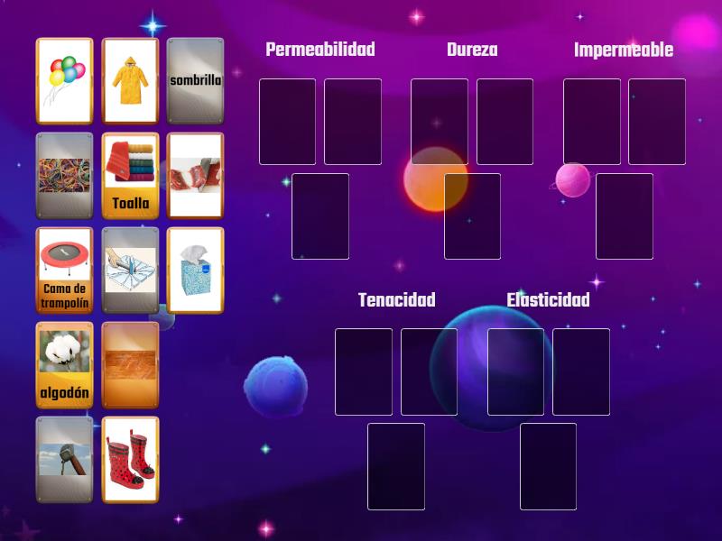 Ejemplos Propiedades de los materiales - Ordenar por grupo