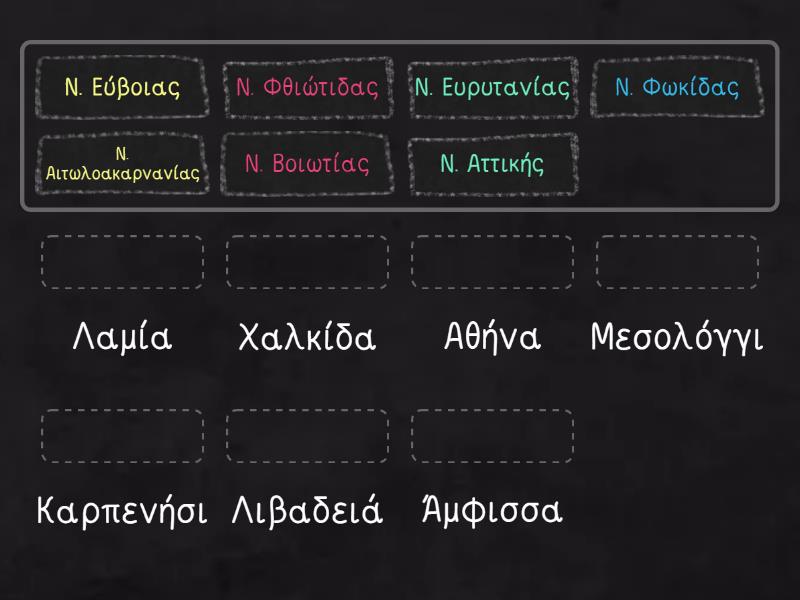 ΣΤΕΡΕΑ ΕΛΛΑΔΑ:ΝΟΜΟΙ&ΠΡΩΤΕΥΟΥΣΕΣ - Match up