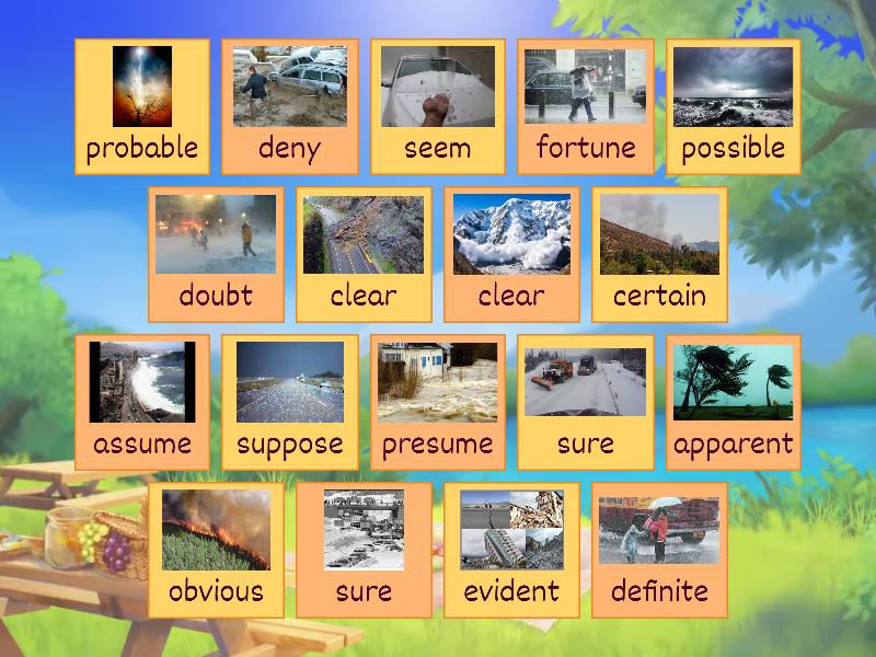 weather, natural disasters adverbs - Flip tiles