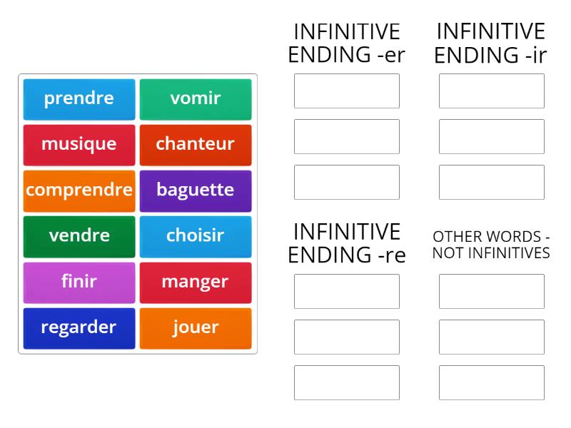 VERBS: infinitives - Ordenar por grupo