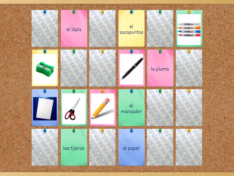 Los útiles escolares (school supplies) - Matching pairs