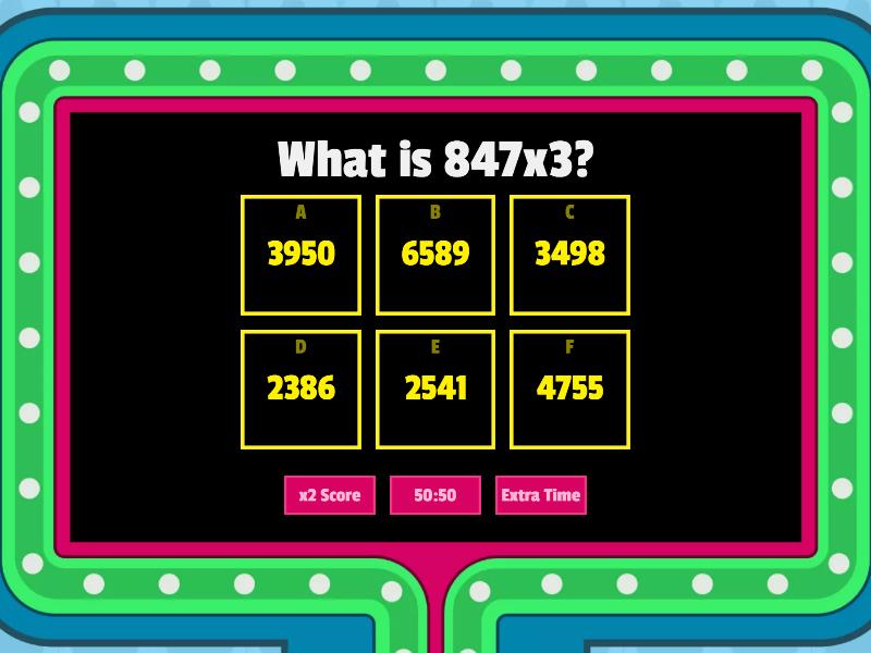 5th grade multiplication - Gameshow quiz