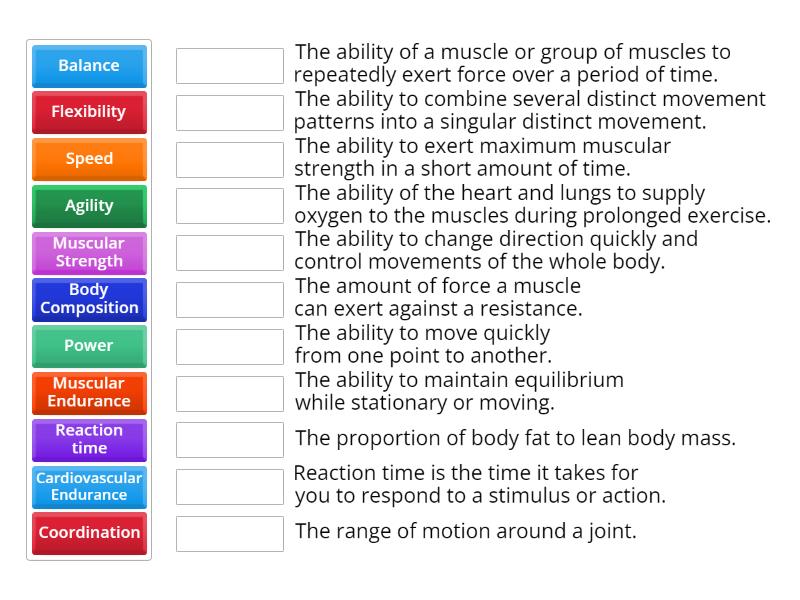 Components of fitness - Match up