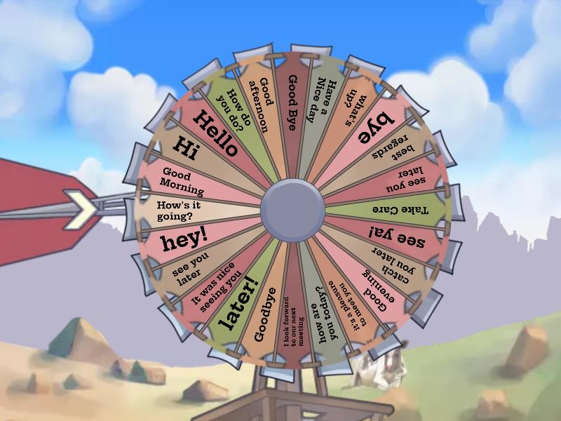 Spin and pronounce the Greetings - Spin the wheel
