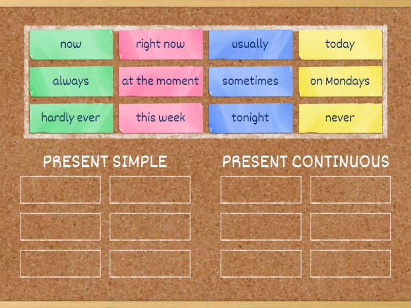 5C Elementary Present Simple Present Continuous - Ordenar por grupo