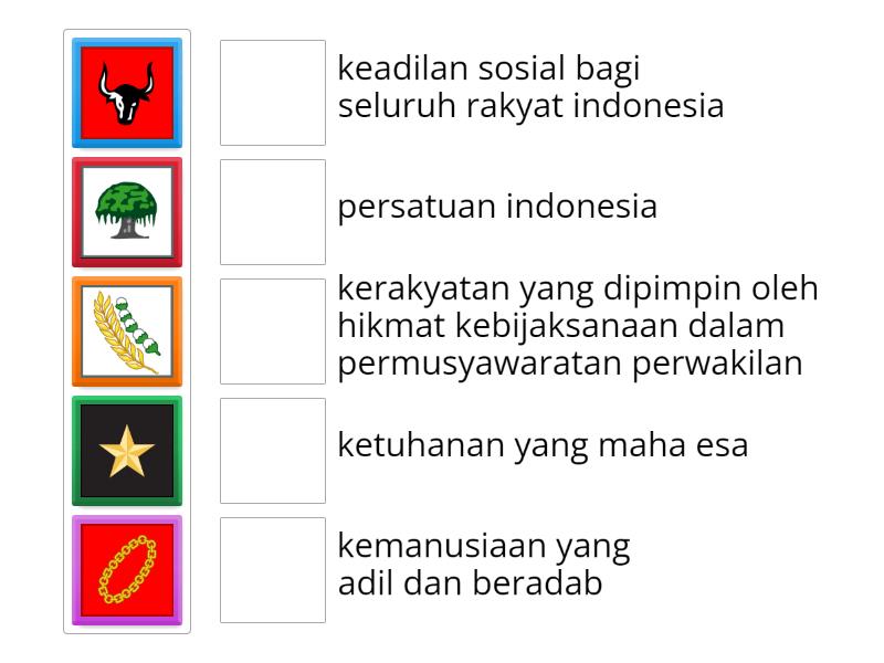 memasangkan antara simbol dan sila pancasila - Match up