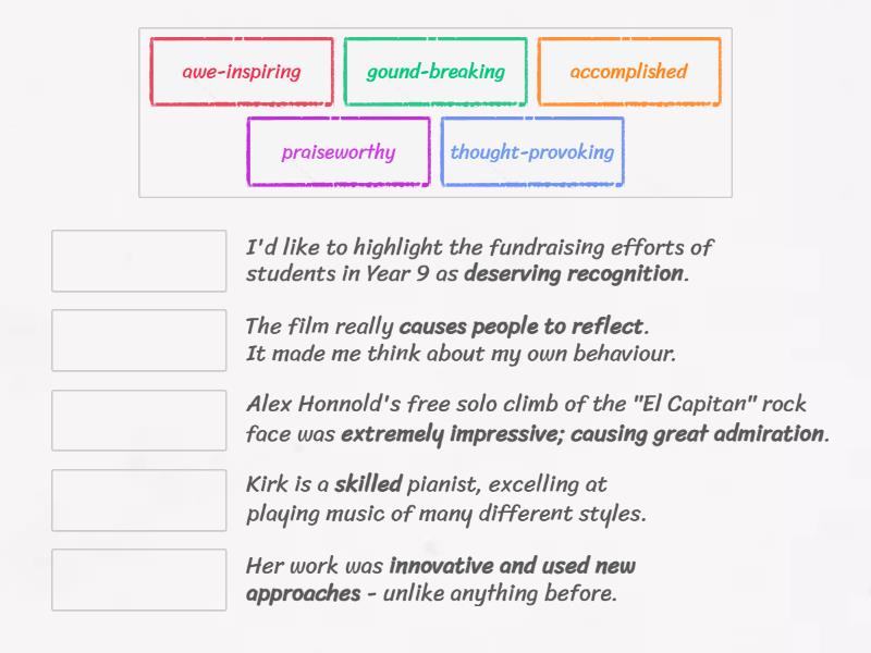 Unit 5 (Part II) - Vocabulary in Context III - Match up