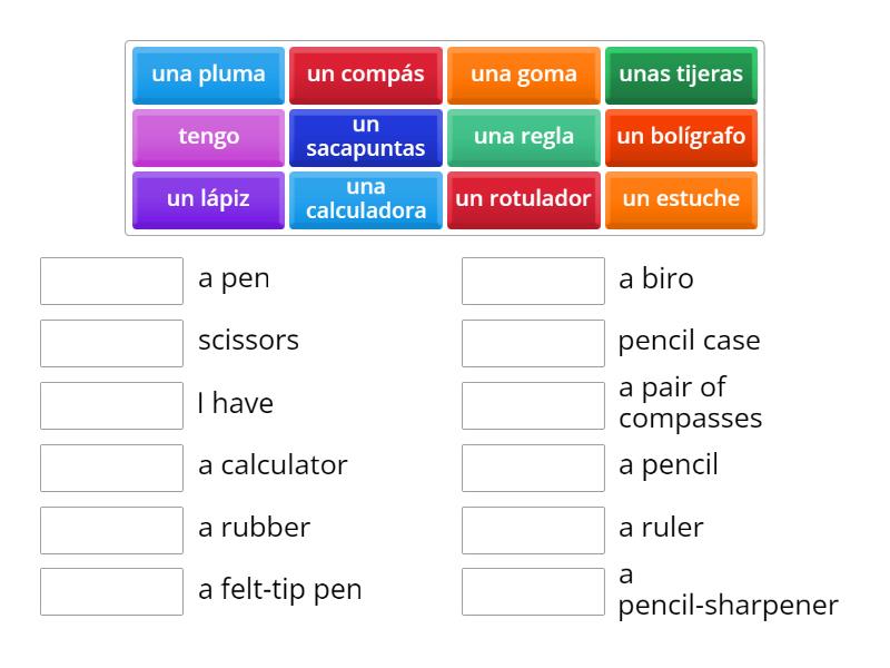 Spanish pencil case - Match up