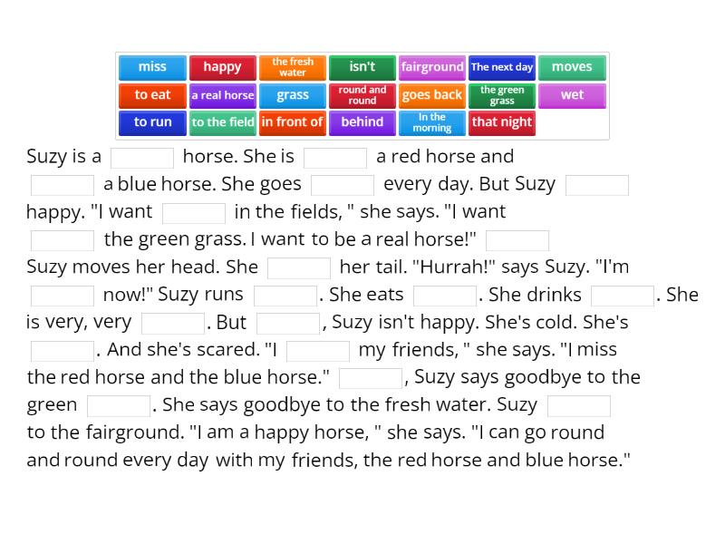 A fairground horse - Complete the sentence