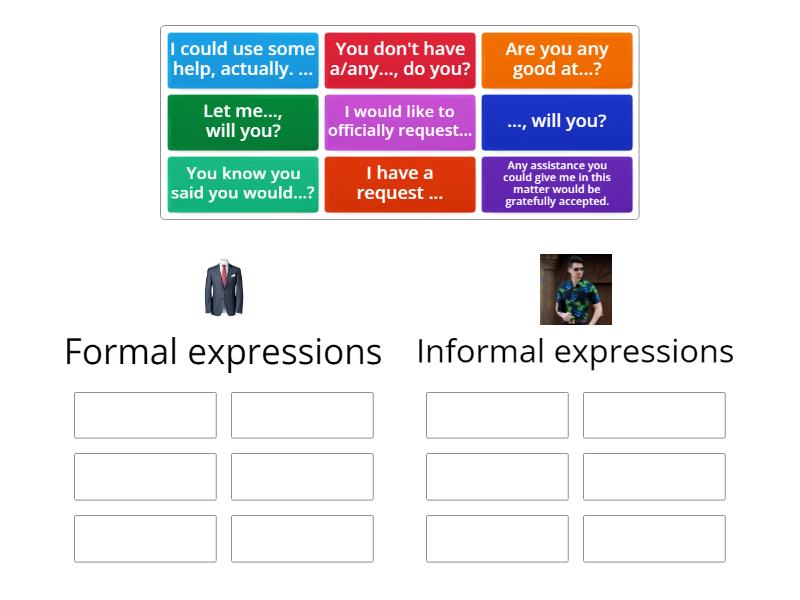 Formal vs informal requests (writing) - Group sort