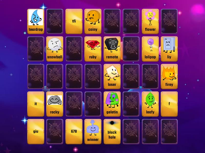 bfdi match the tiles - Matching pairs