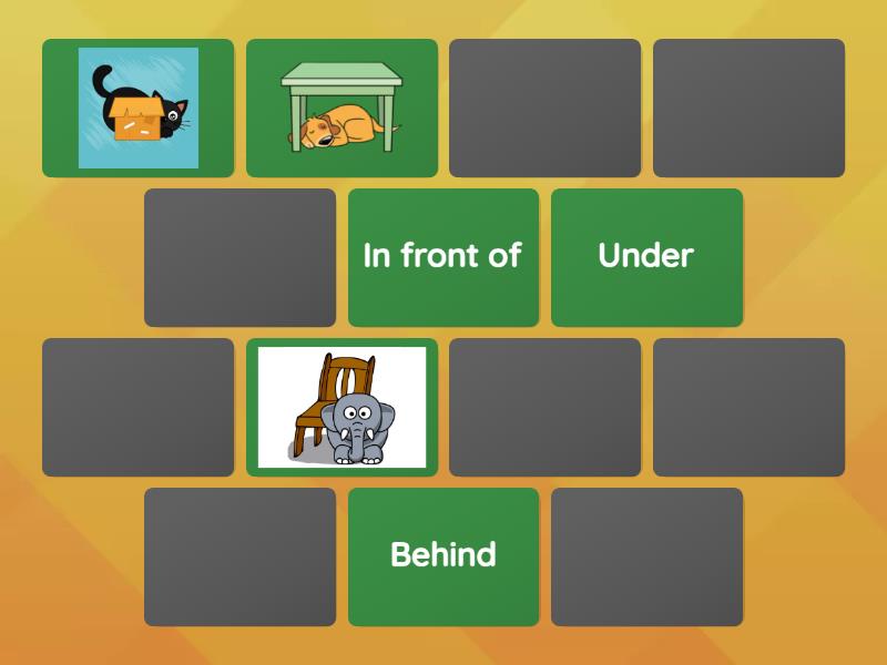 Prepositions of place - Matching pairs