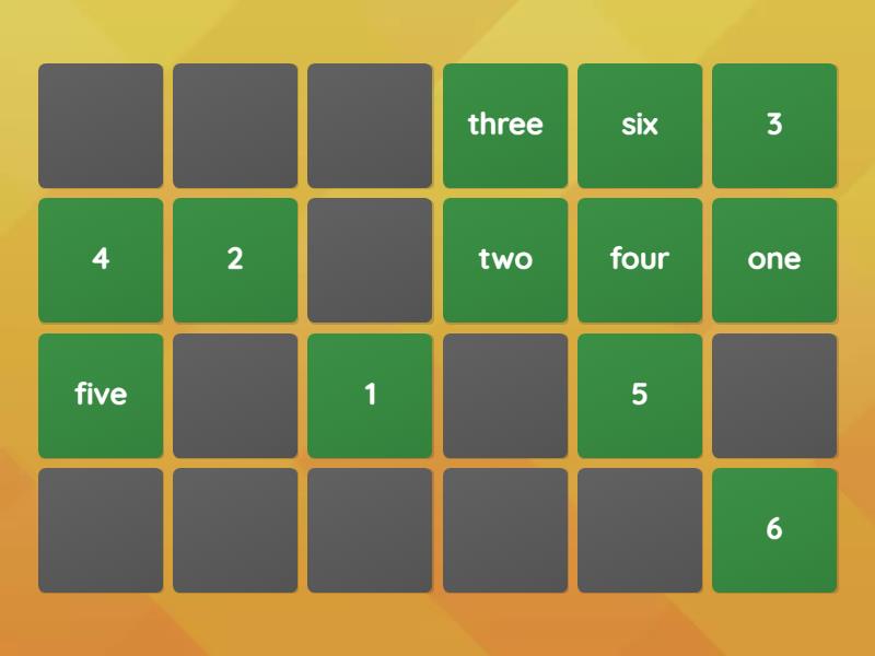 numbers 1-12 - Matching pairs