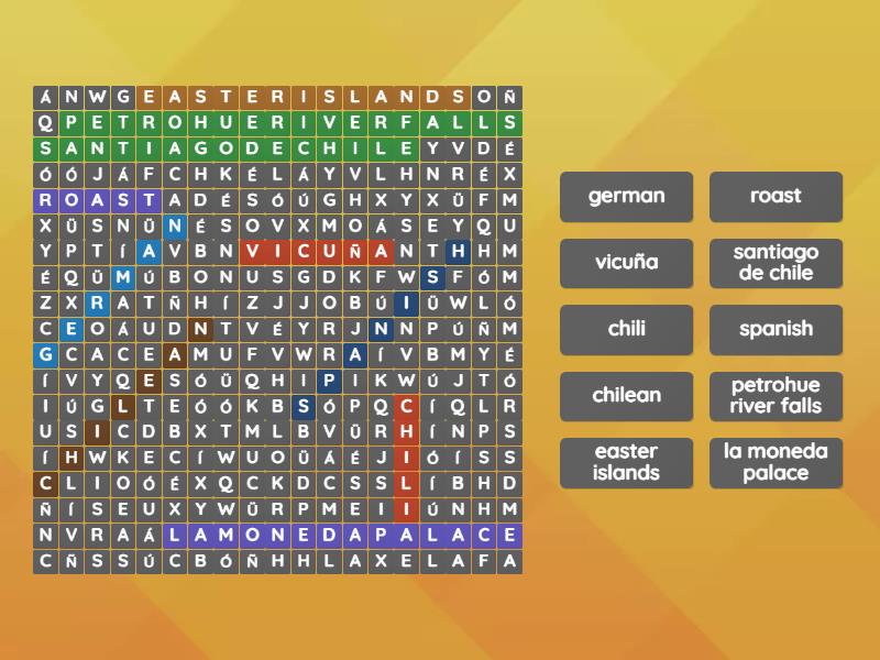 sopa de letras de chile - Wordsearch