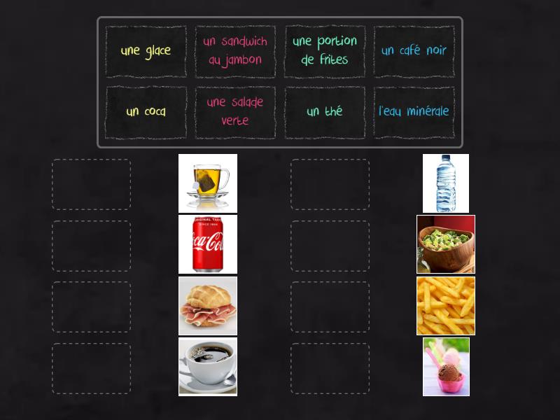 café food and drinks - Match up