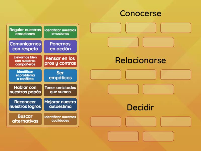 Desarrollar habilidades socioemocionales - Group sort