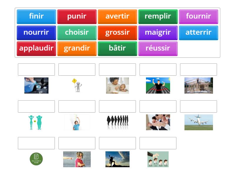 Verbes réguliers du 2e groupe, IR en images (Cindy) - Match up