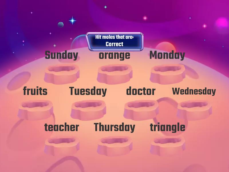 D1 - Days of the week - Whack-a-mole