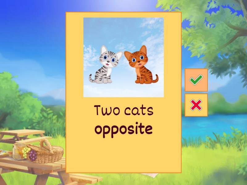 Prepositions of place (near,opposite,between,below,above) - Flash cards