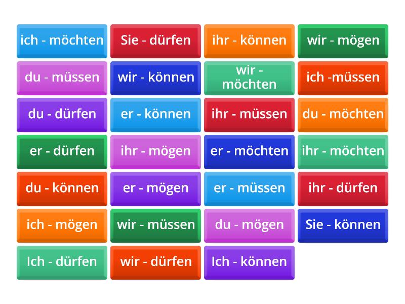 Modalverben - Konjugation 5(1) - Flip tiles