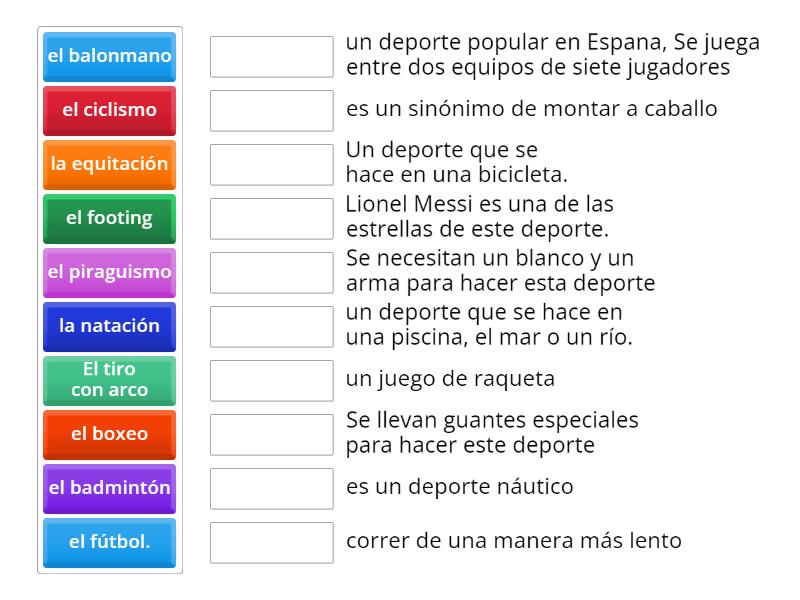Los deportes - Match up