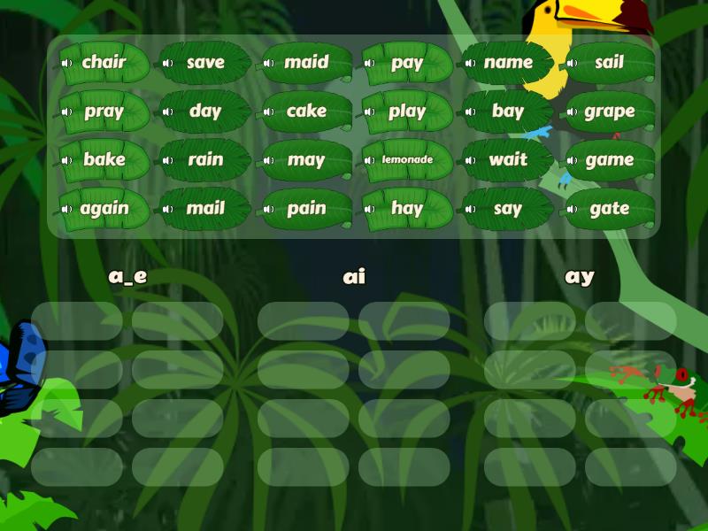phonics a_e, ai, ay - Group sort