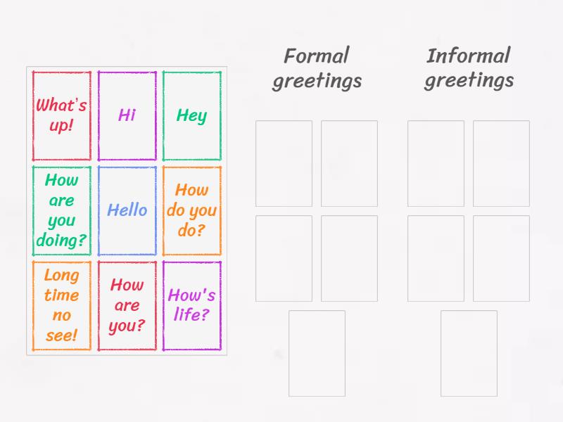 Formal vs informal greetings revision 1 - Group sort
