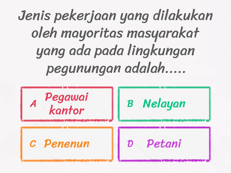 Ragam Bentang Alam dengan Profesi masyarakat - Cuestionario