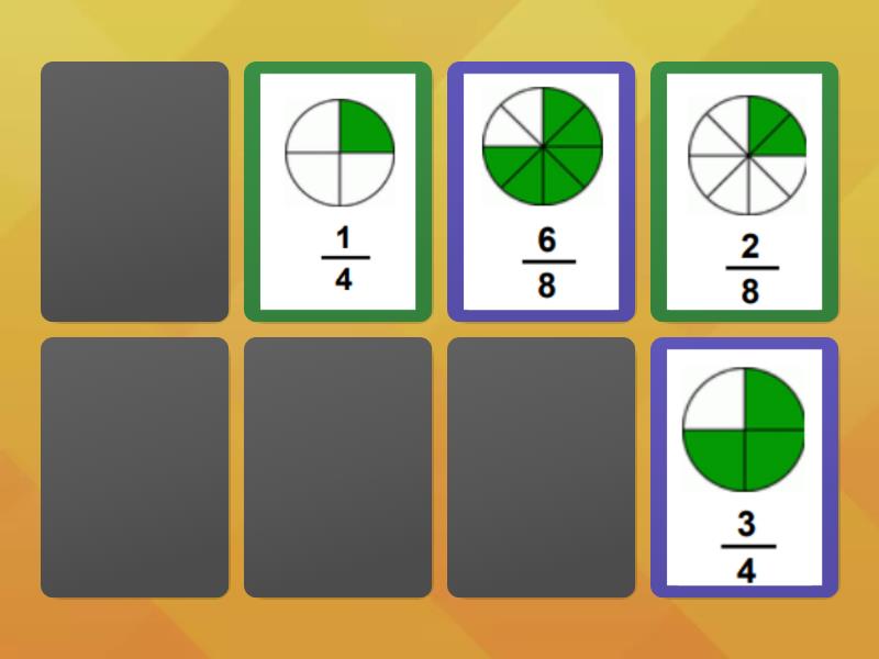 B. Equivalent fractions - Matching pairs