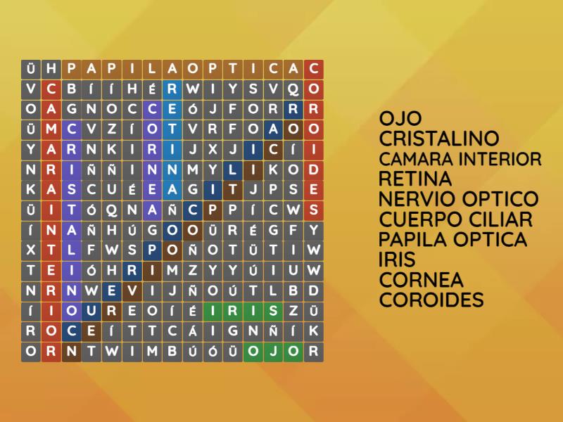 sopa de letras ojo - Wordsearch