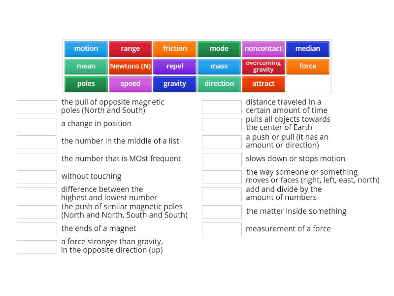 Big Idea 13: Forces and Motion - Une las parejas