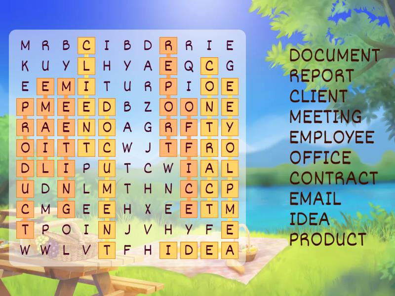 Word search: countable nouns (business vocabulary) - Sopa de letras