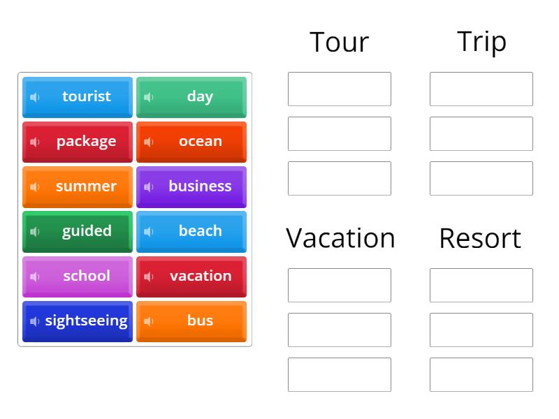 P. 93 Travel Collocations - Ordenar por grupo