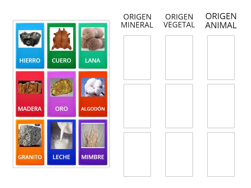 El origen de los materiales - Group sort