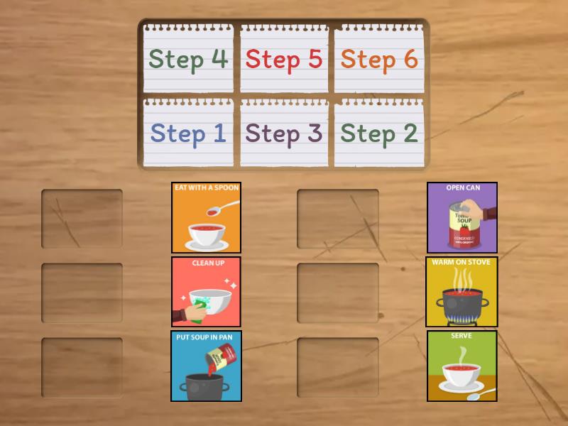 Sequencing Cooking Canned Soup - Match up