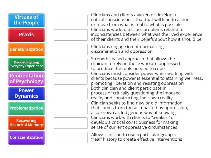 Principles of Liberation Psychology - Match up