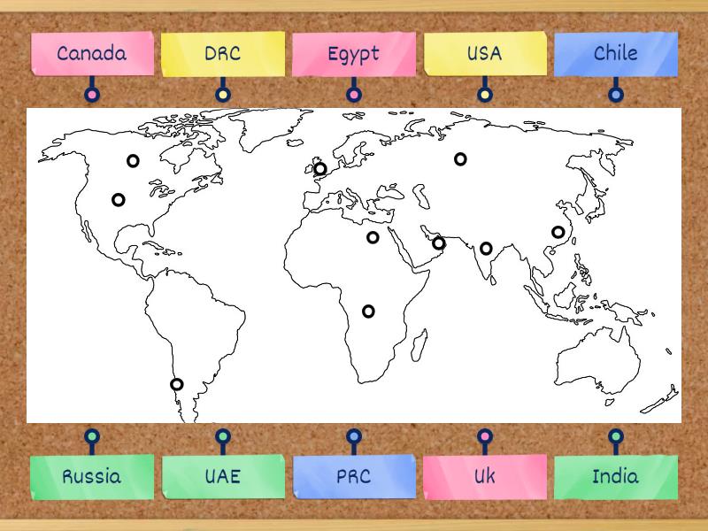 10 countries of the world - Labelled diagram