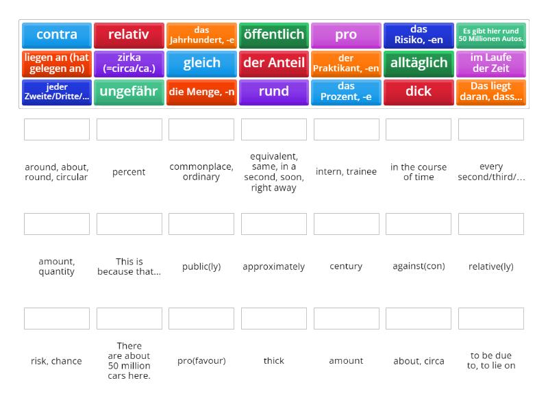 B1 Kapitel 5 Teil 4/Chapter 5 Part 4 (Master German at "Decode German") - Match up