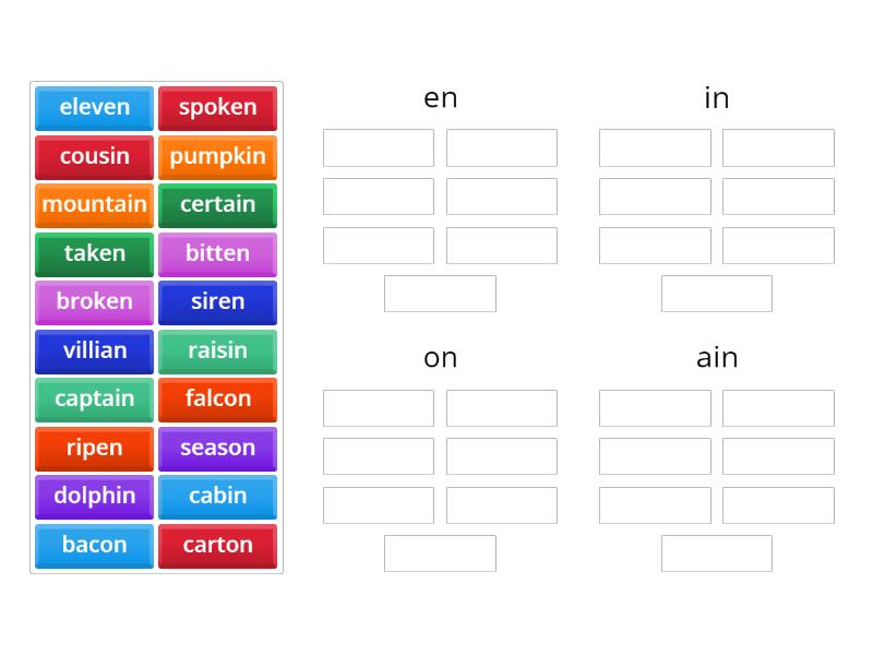 Lesson 18 Word Sort - Group sort