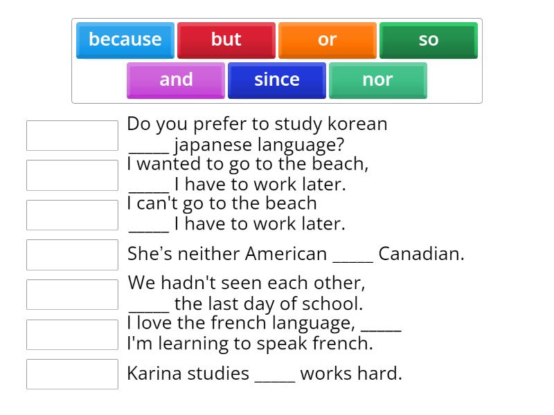 conjunctions - Match up