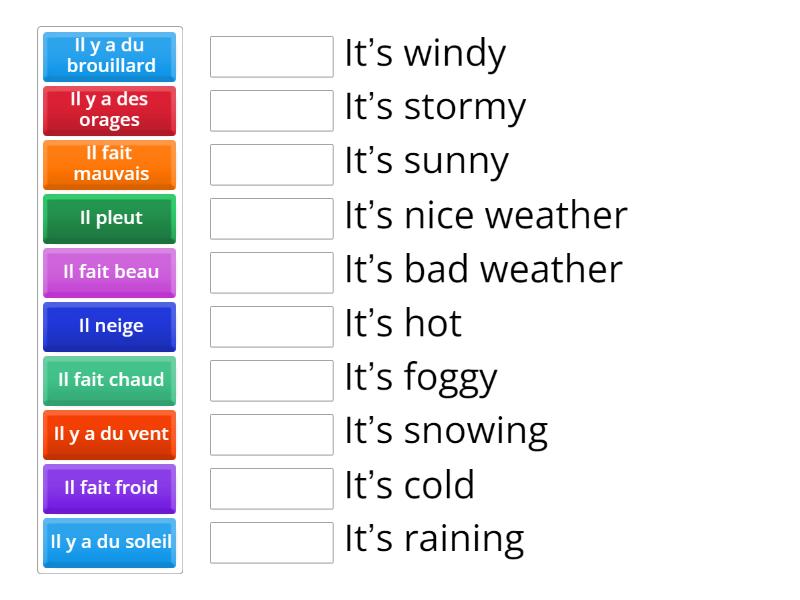HT5 Y8 weather phrases - Match up