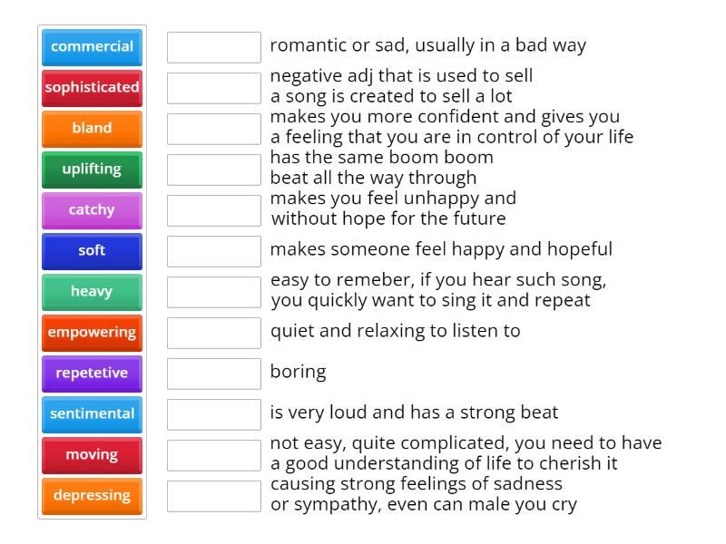 Music adjectives - Match up